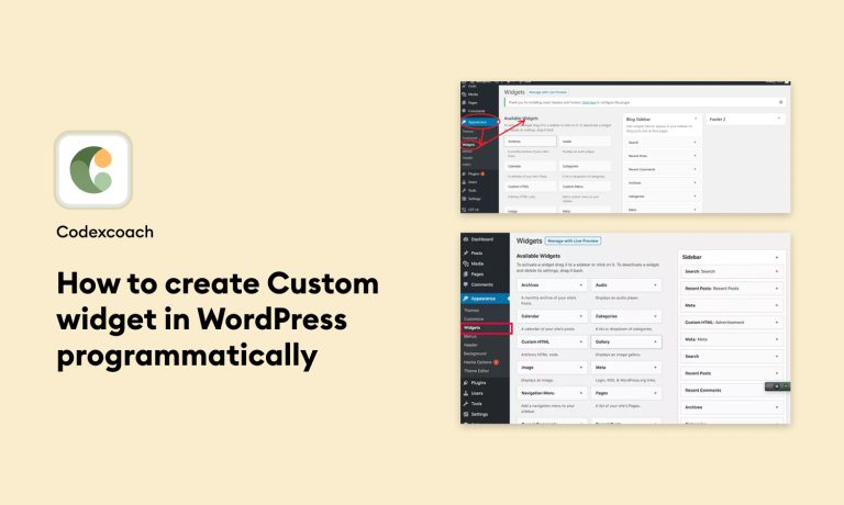 Create Custom Widget In Wordpress Programmatically Codexcoach